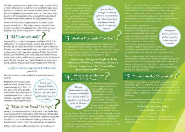 Misconceptions In Islam pamphlet 2/2 | PPT