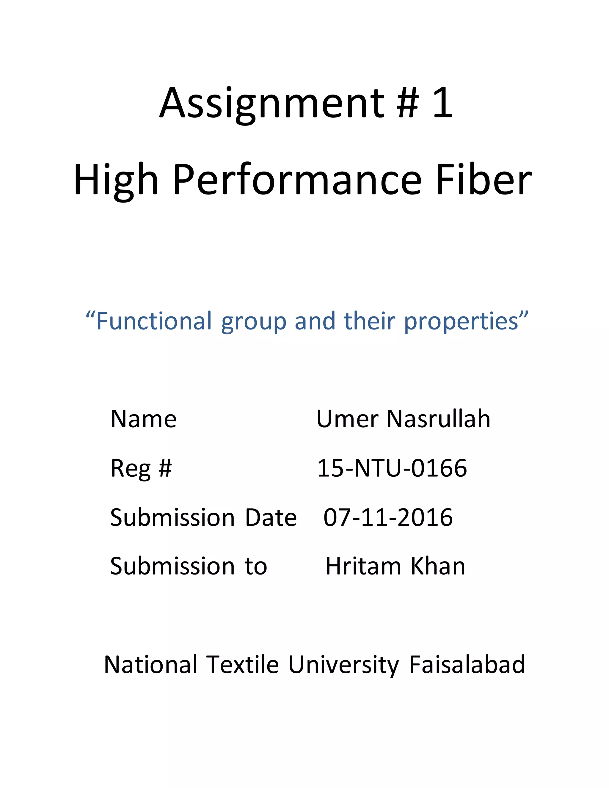 high performance fiber | DOCX | Chemistry | Science
