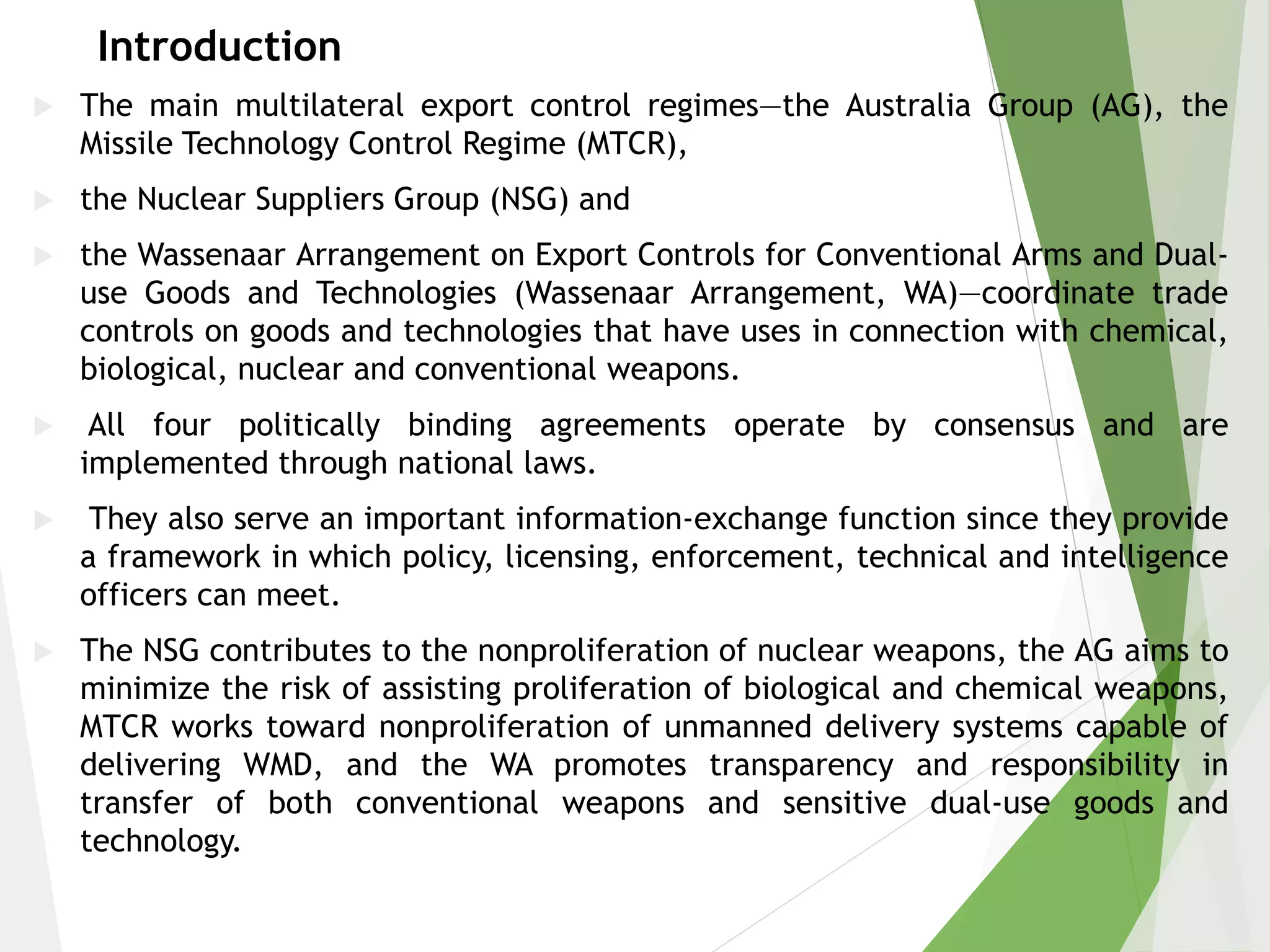 Nuclear Export Control Regimes | PPTX | Arms & Ammunition | Sensitive Topics