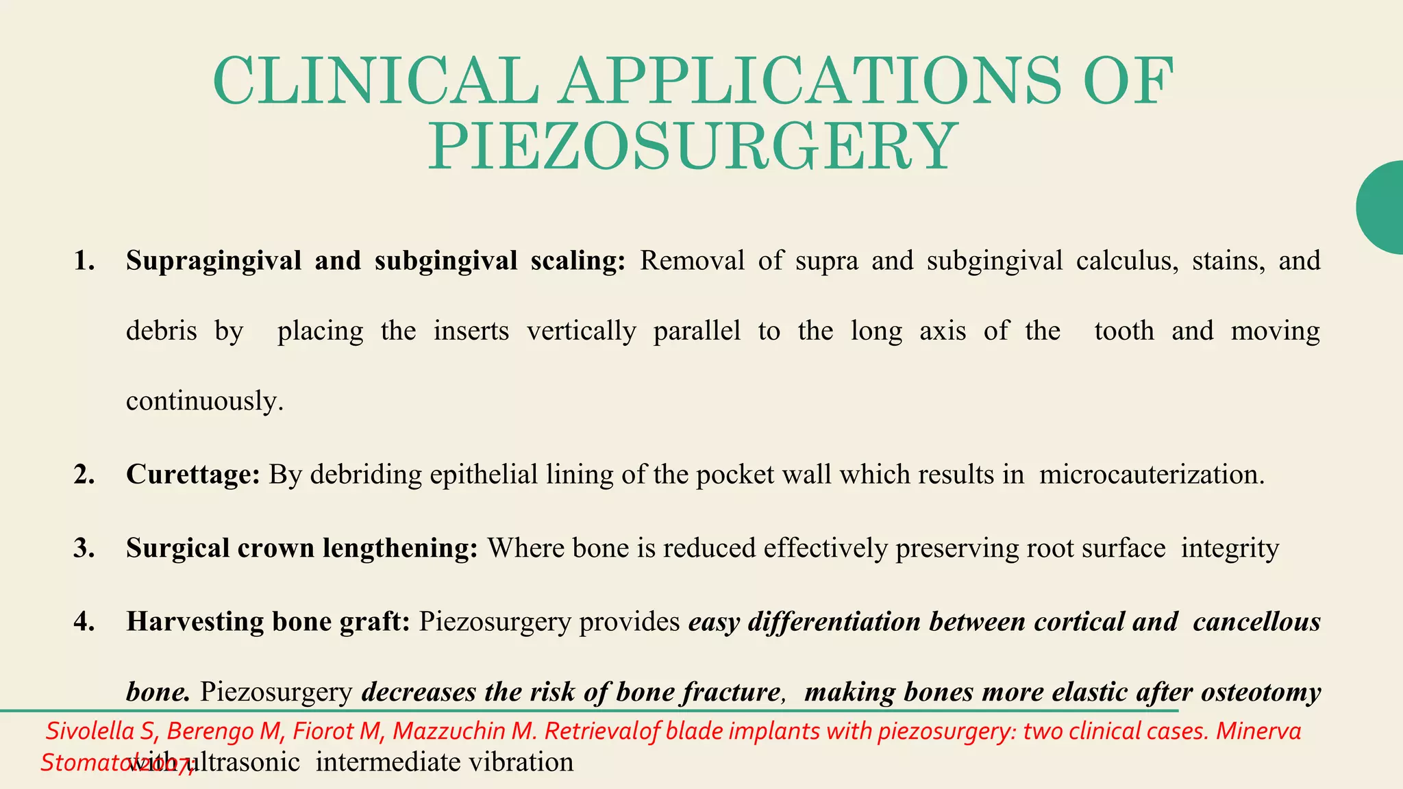 Piezoelectric surgery in periodontics & oral implantology | PPT