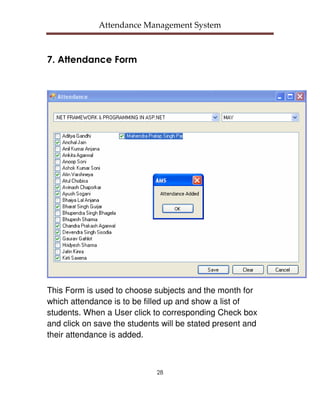 15.project attendence managemnt system | PDF