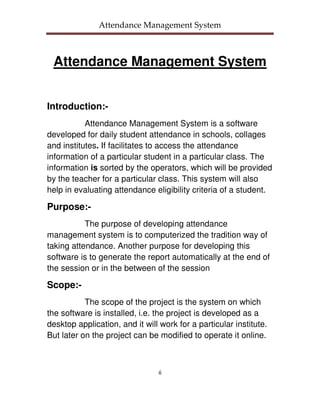 15.project attendence managemnt system | PDF