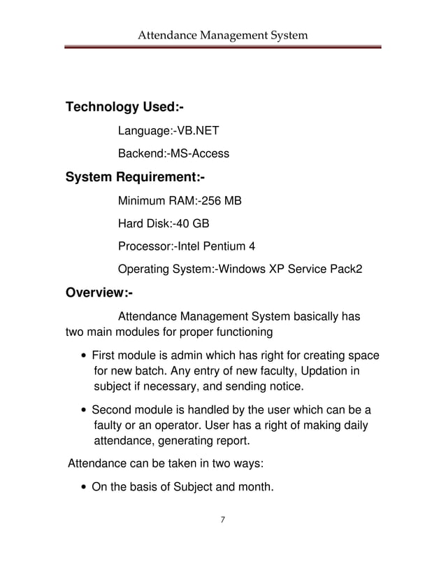 15.project attendence managemnt system | PDF | Computing | Technology & Computing