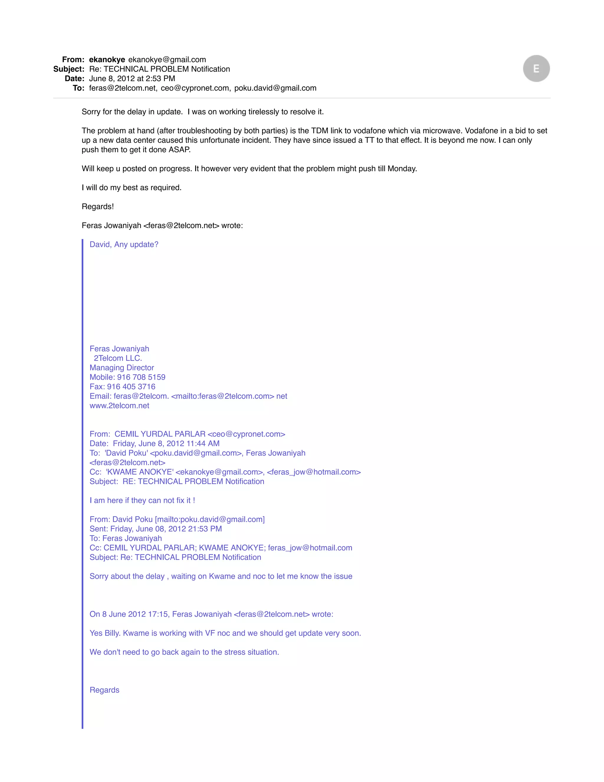 15 re technical problem notification-1 | PDF