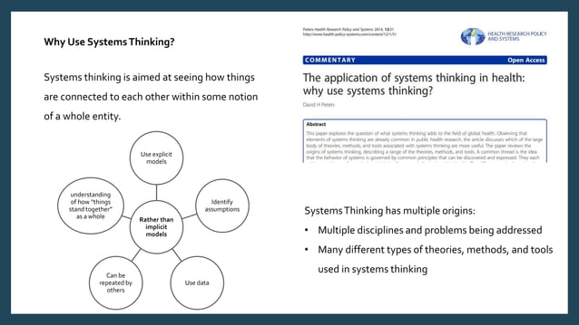 SYSTEM THINKING IN PUBLIC HEALTH | PPTX | Science