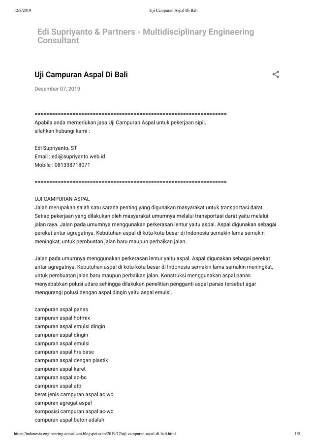 15 uji campuran aspal di bali | PDF