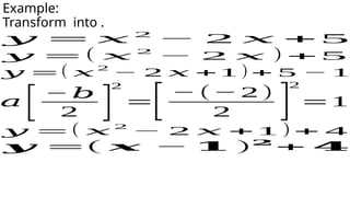 15 - Vertex Form of a Quadratic Function | PPT