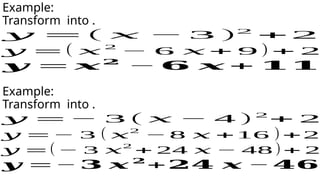 15 - Vertex Form of a Quadratic Function | PPTX