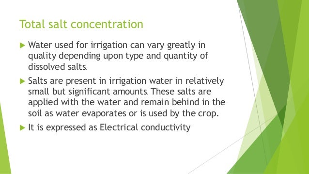 Water quality for Irrigation