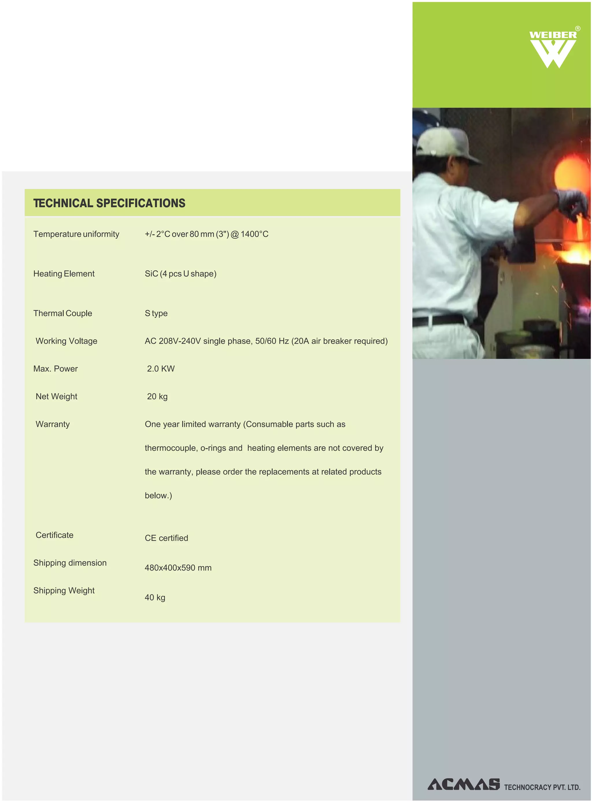 Compact Muffle Furnace (1500 °C) by ACMAS Technologies Pvt Ltd. | PDF