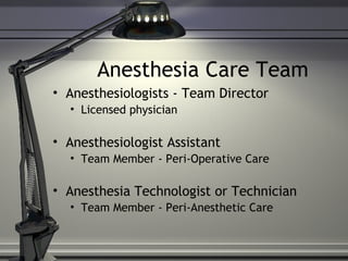 ANES 1501 PPT - M5: Spotlight on Professions The Anesthesia Care Team | PPT