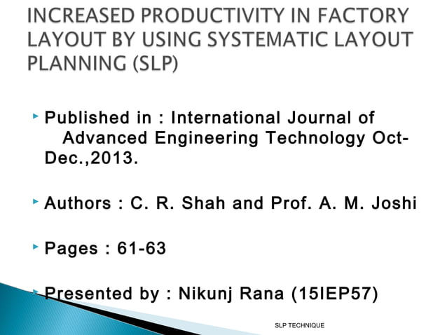systematic layout planning - case study | PPT | Mechanical and ...