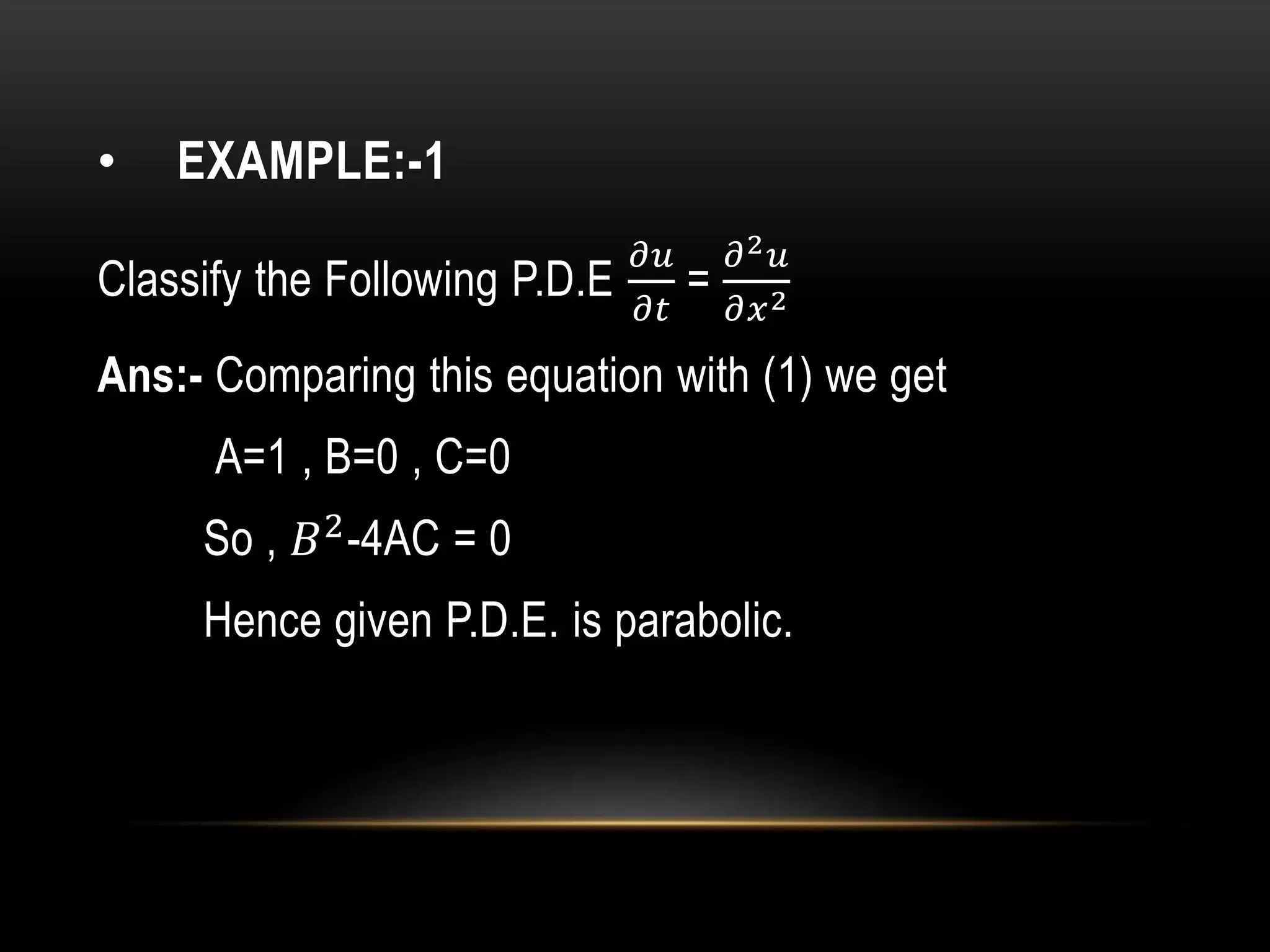 classification of second order partial differential equation | PPTX