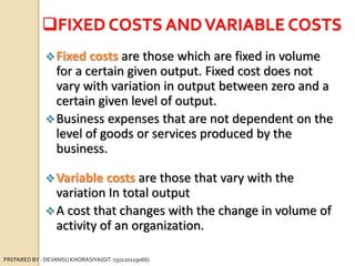 Types Of Costs (Economics & Management Purpose) | PPTX