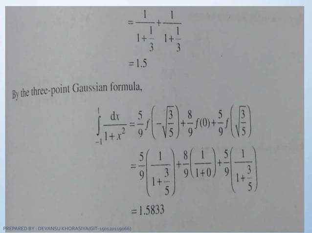 NUMERICAL INTEGRATION : ERROR FORMULA, GAUSSIAN QUADRATURE FORMULA | PPTX