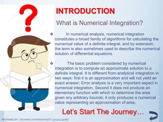 NUMERICAL INTEGRATION : ERROR FORMULA, GAUSSIAN QUADRATURE FORMULA | PPTX