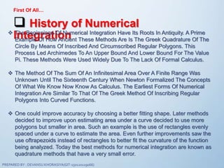 NUMERICAL INTEGRATION : ERROR FORMULA, GAUSSIAN QUADRATURE FORMULA | PPTX