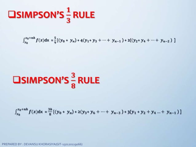 NUMERICAL INTEGRATION : ERROR FORMULA, GAUSSIAN QUADRATURE FORMULA | PPTX
