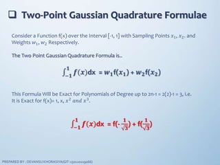 NUMERICAL INTEGRATION : ERROR FORMULA, GAUSSIAN QUADRATURE FORMULA | PPTX