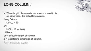 design of column ad slenderness ratio | PPTX