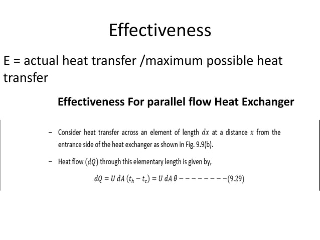 Effectiveness Of Parallel Flow Heat Exchanger (2151909) | PPTX
