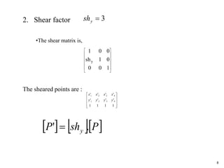 presentation on 2D geometrical transformation | PPTX