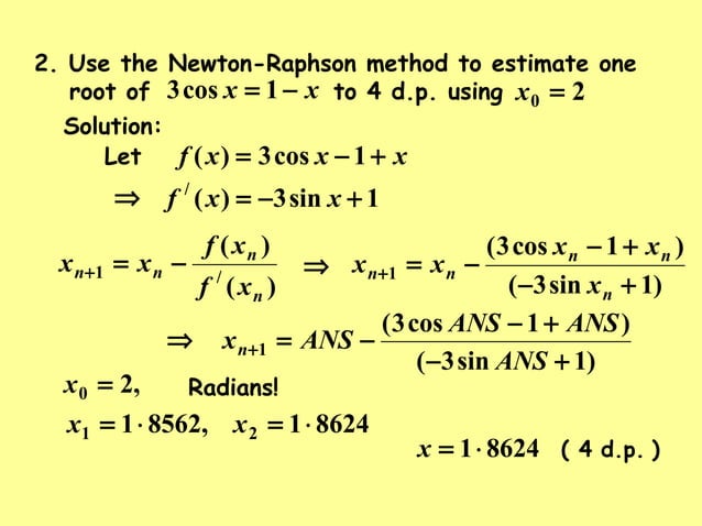 Newton-Raphson Iteration marths 4 ntsm | PPT