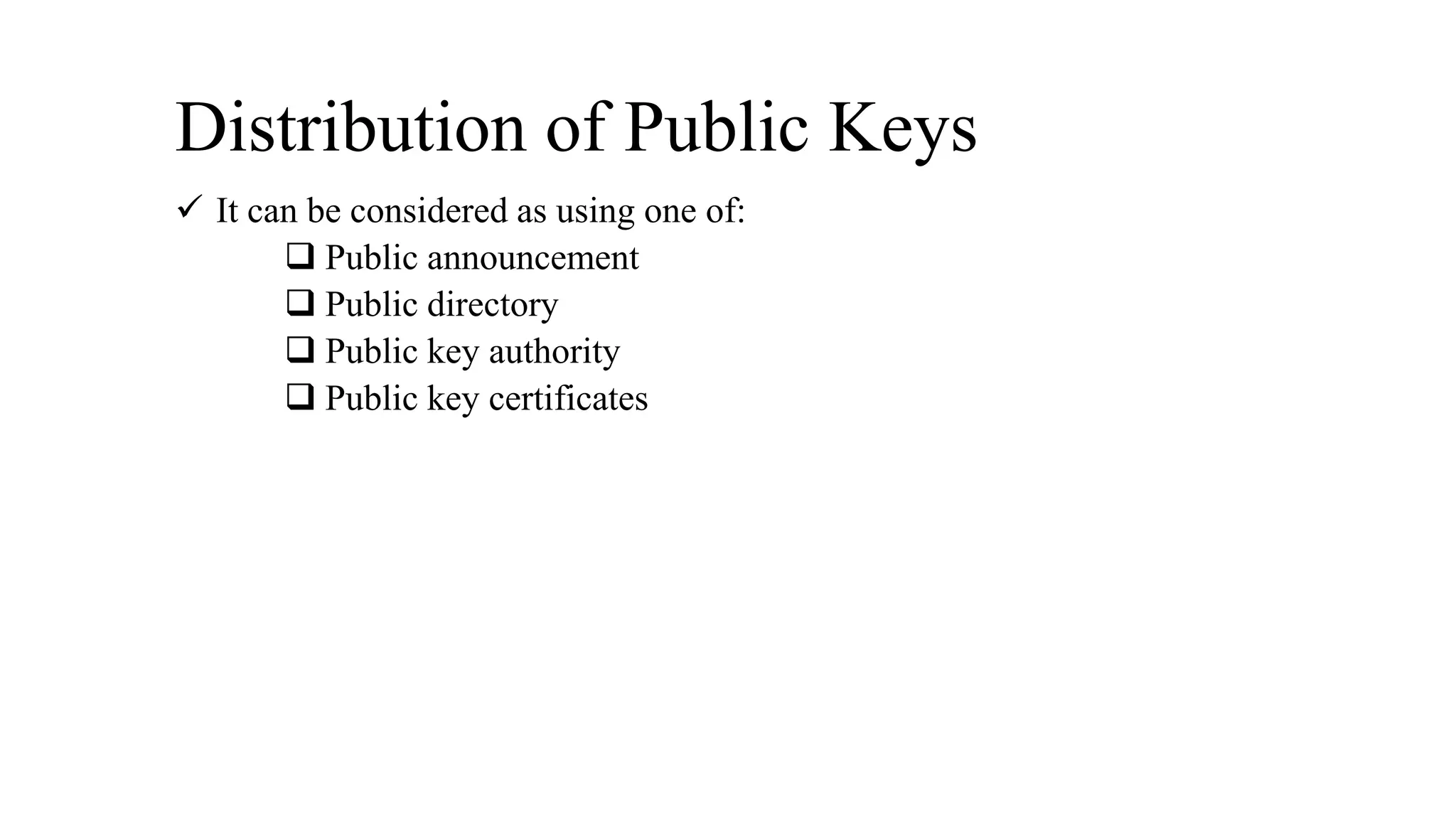 Public Key Distribution | PPT