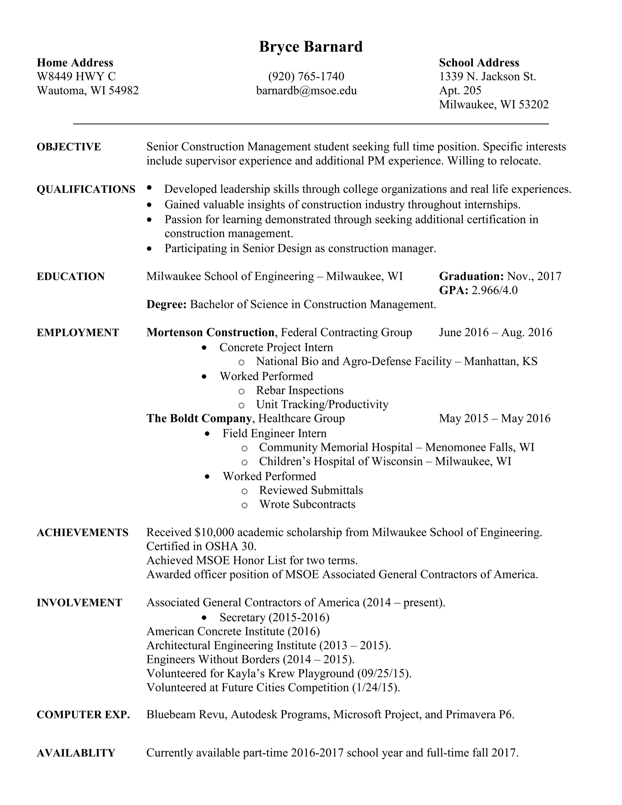 Bryce Barnard Resume | PDF