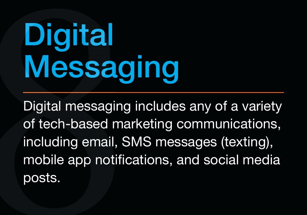 Digital Messaging Digital messaging includes