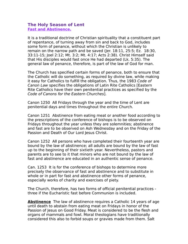 The Holy Season of Lent | PDF