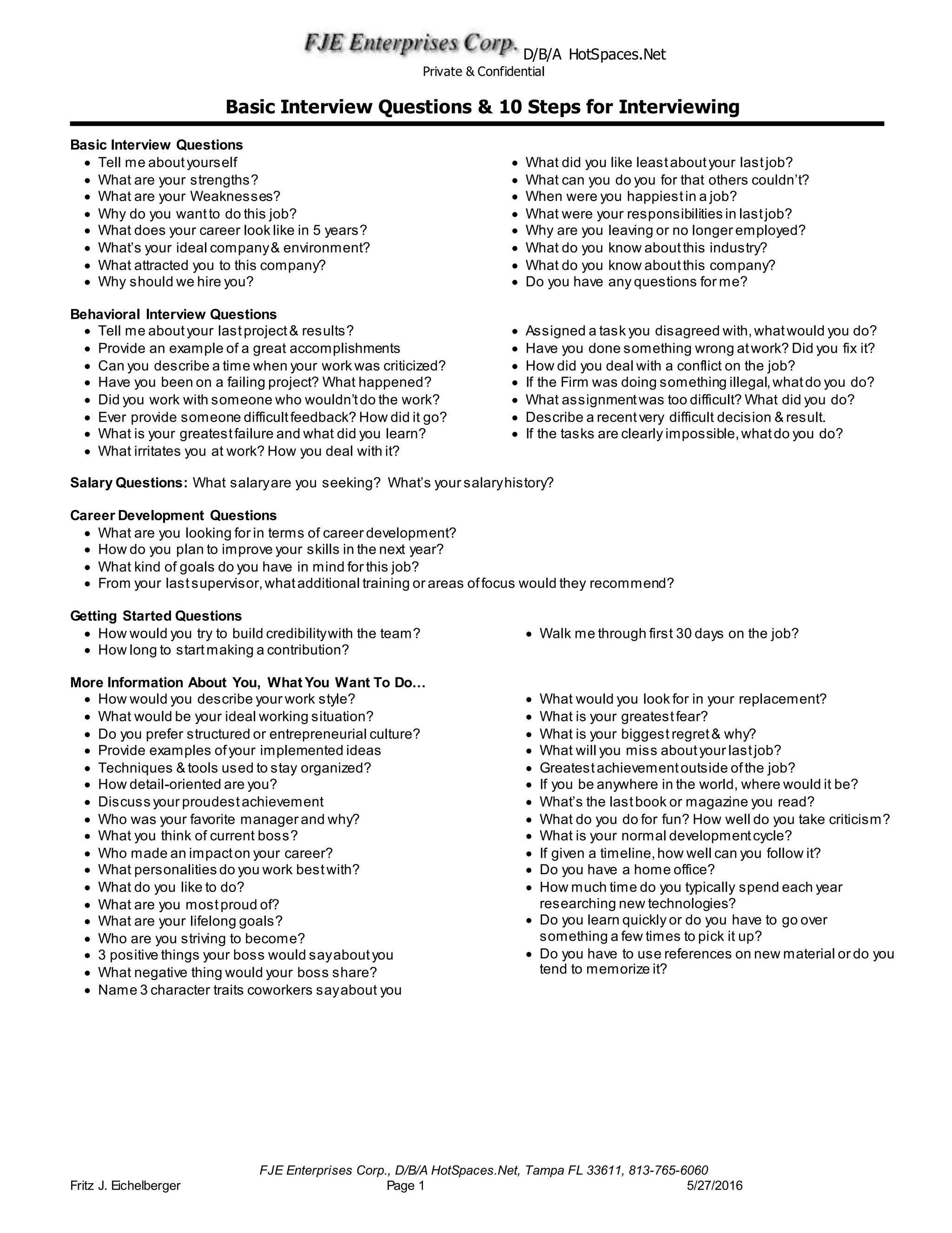 HotSpaces.Net - many Interview Questions | DOCX