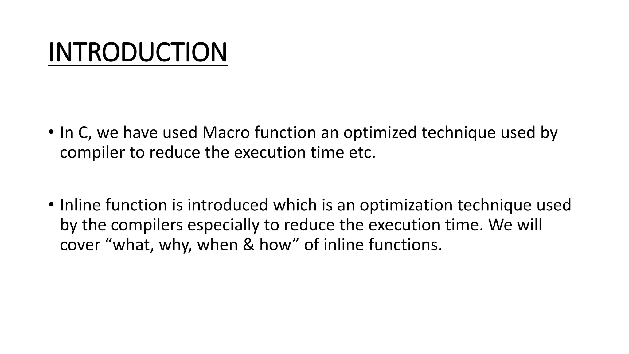INLINE FUNCTION IN C++ | PPTX