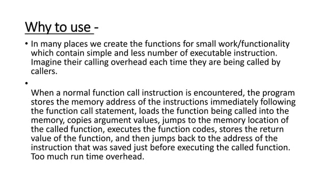 INLINE FUNCTION IN C++ | PPTX
