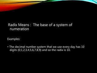 Radix sort | PPTX
