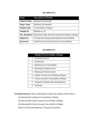 CONVERTIBILITY OF RUPEE | PDF