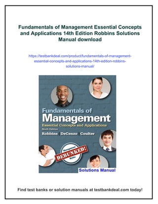 Fundamentals of Management Essential Concepts and Applications 14th ...