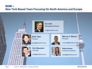 BDMI Presentation for NewCo New York | PPT