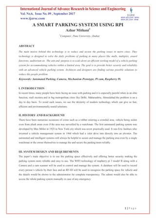 A Smart Parking System using Raspberry pi | PDF