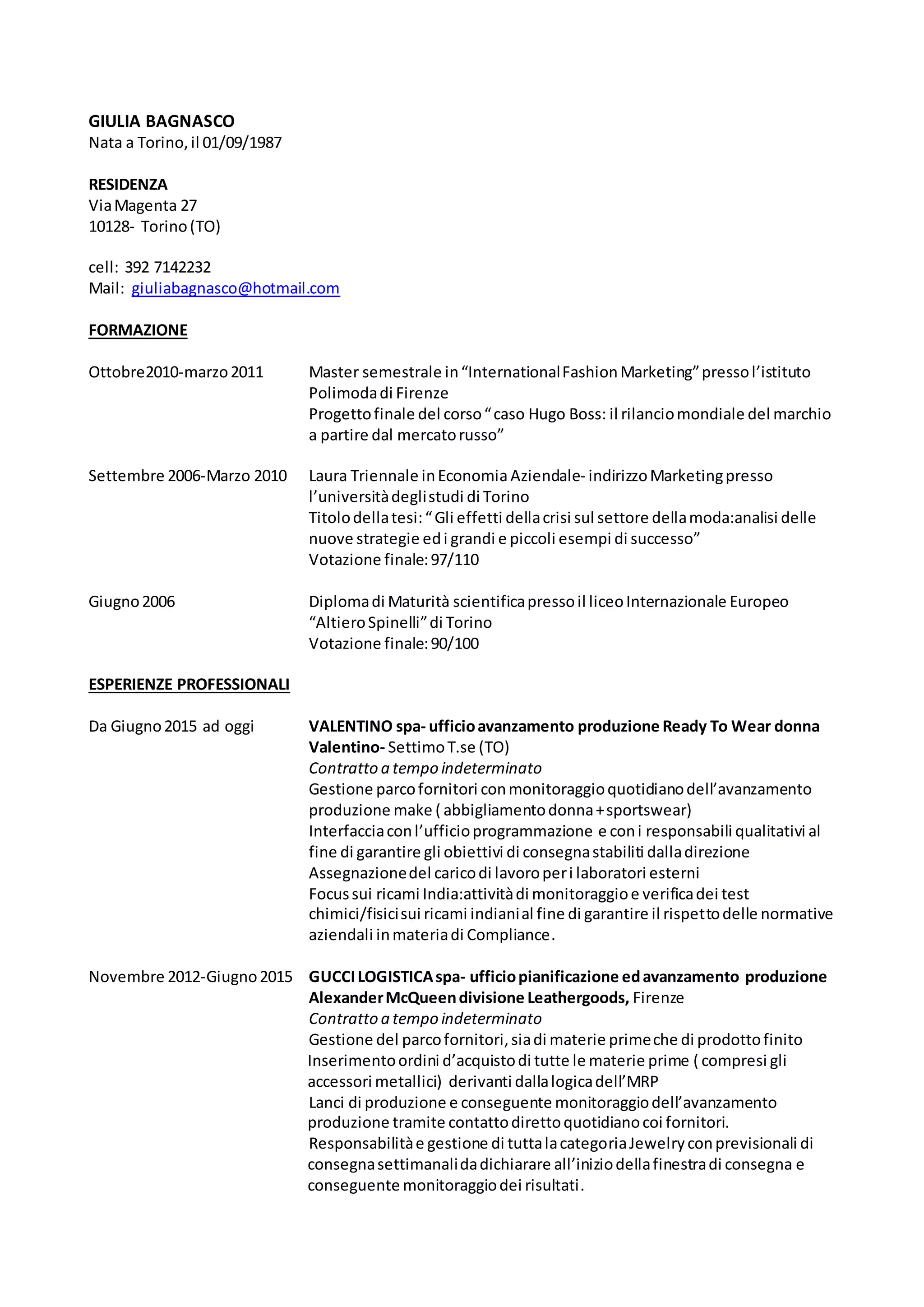 GIULIA BAGNASCO- CURRICULUM VITAE | DOCX