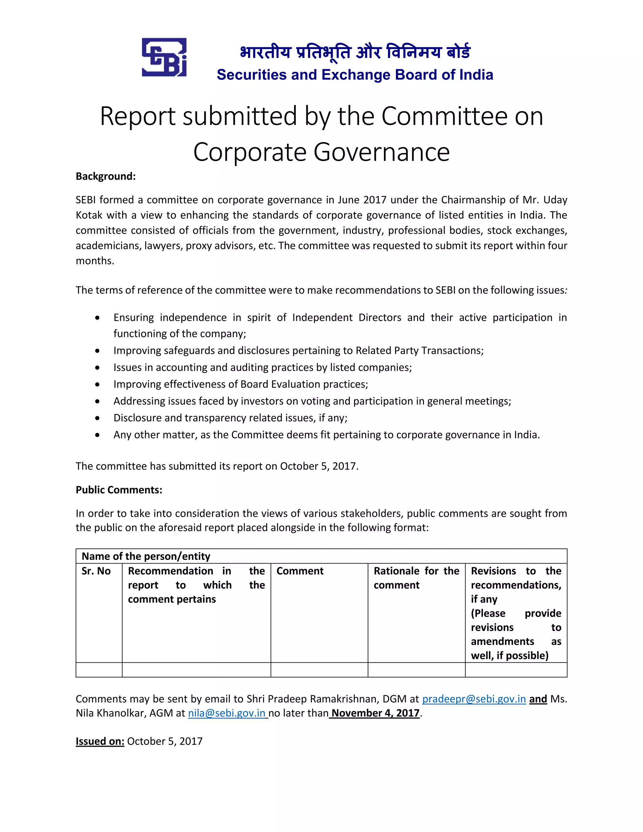 Report on Corporate Governance by Committee | PDF