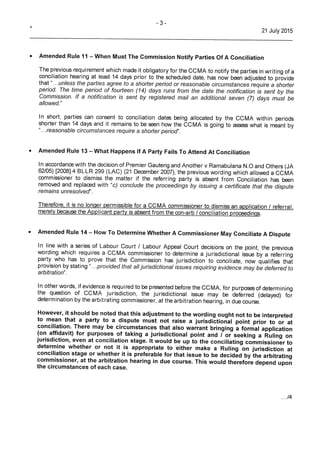 SUMMARY AMENDED CCMA RULES | PDF