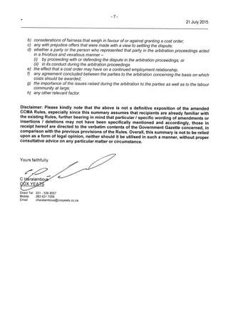 SUMMARY AMENDED CCMA RULES | PDF