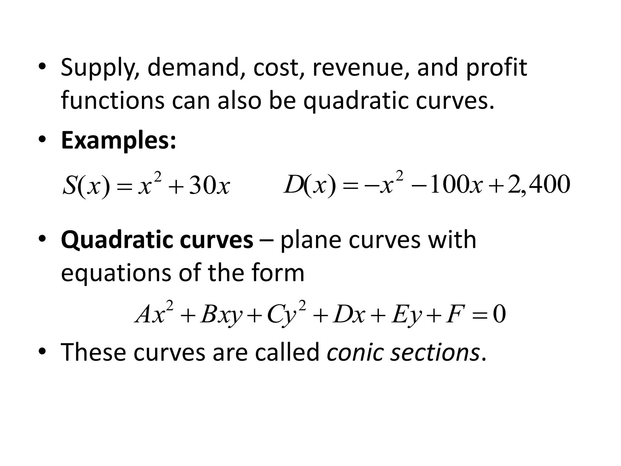 Quadratic Curves EXmpale | PPTX