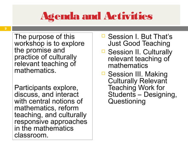 Unlocking Reform and Culturally Relevant Teaching of Mathematics | PPT