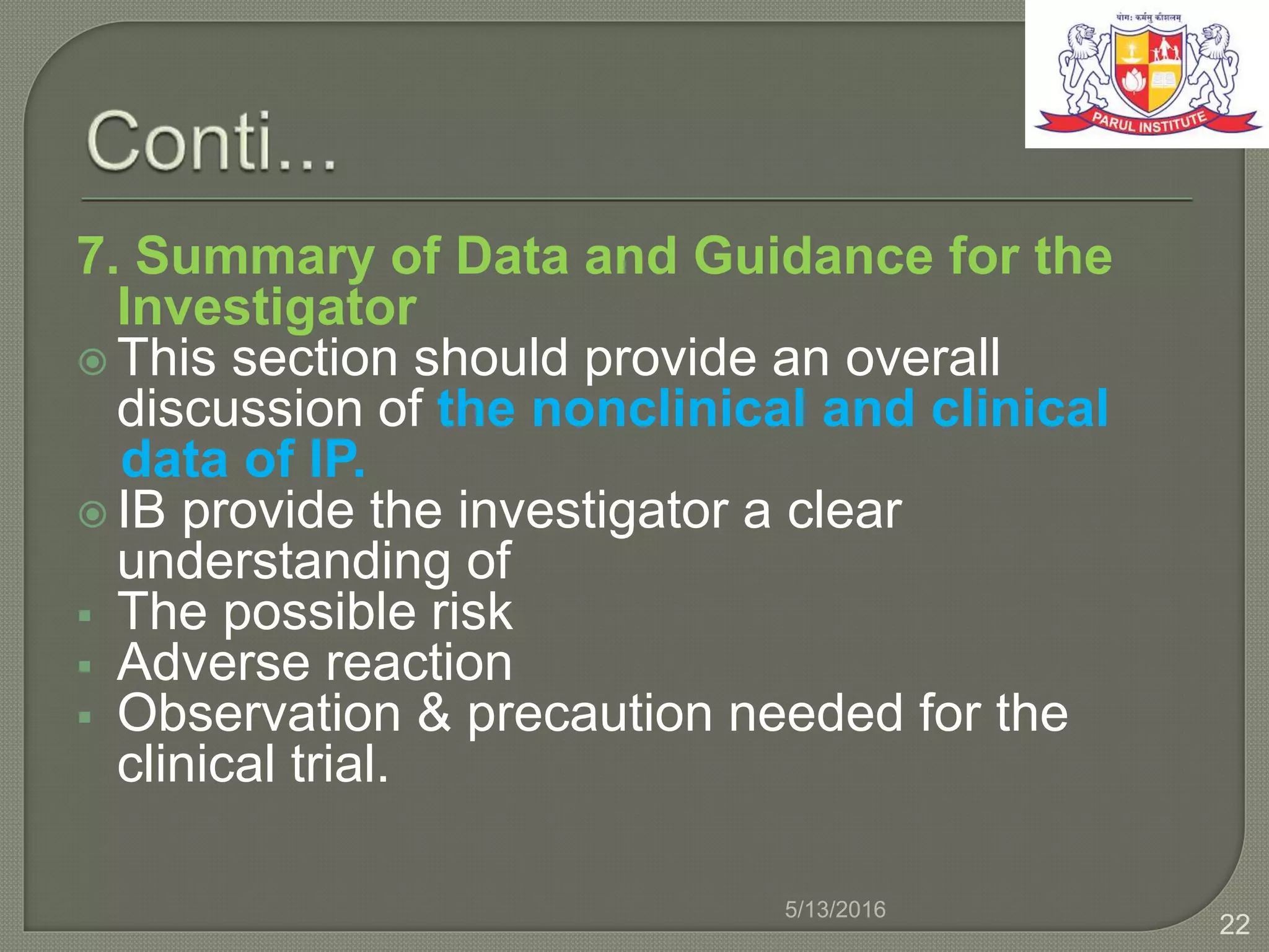 Investigator's Brochure | PPTX