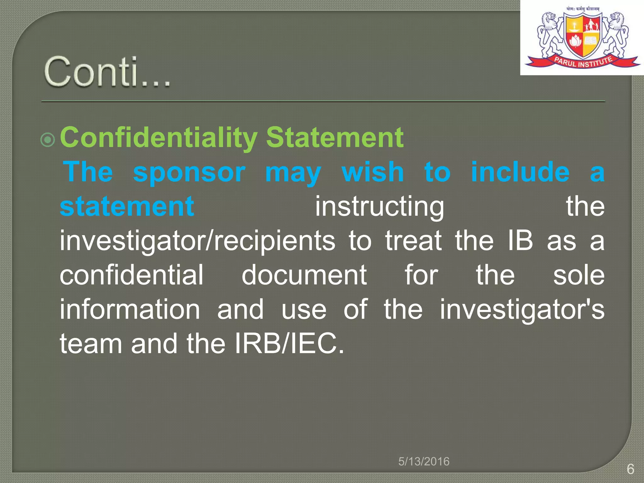 Investigator's Brochure | PPTX