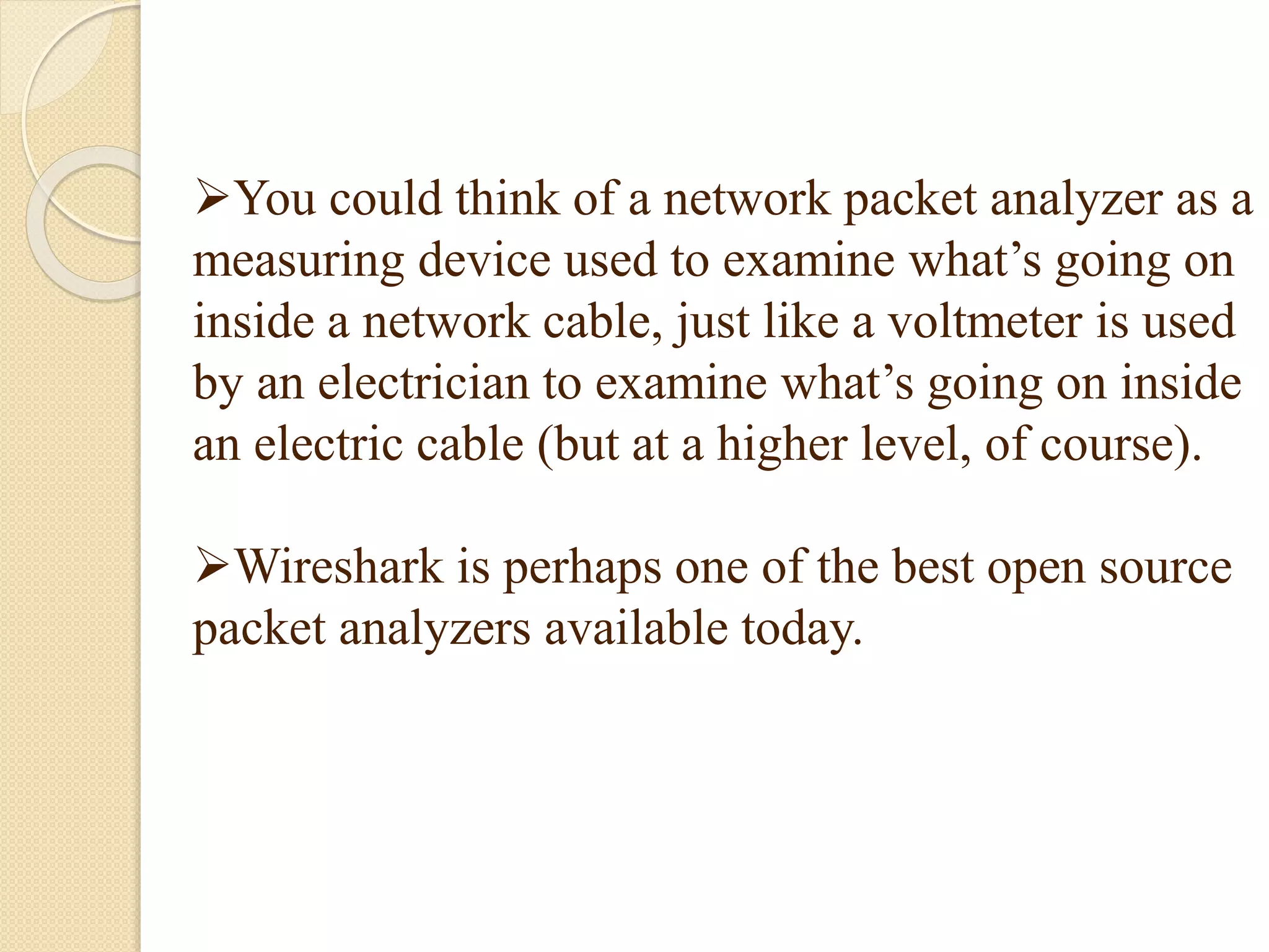 Wireshark network analysing software | PPTX | Computer Networking | Computing