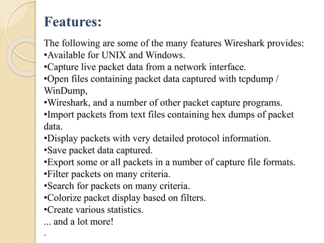 Wireshark network analysing software | PPTX | Computer Networking | Computing