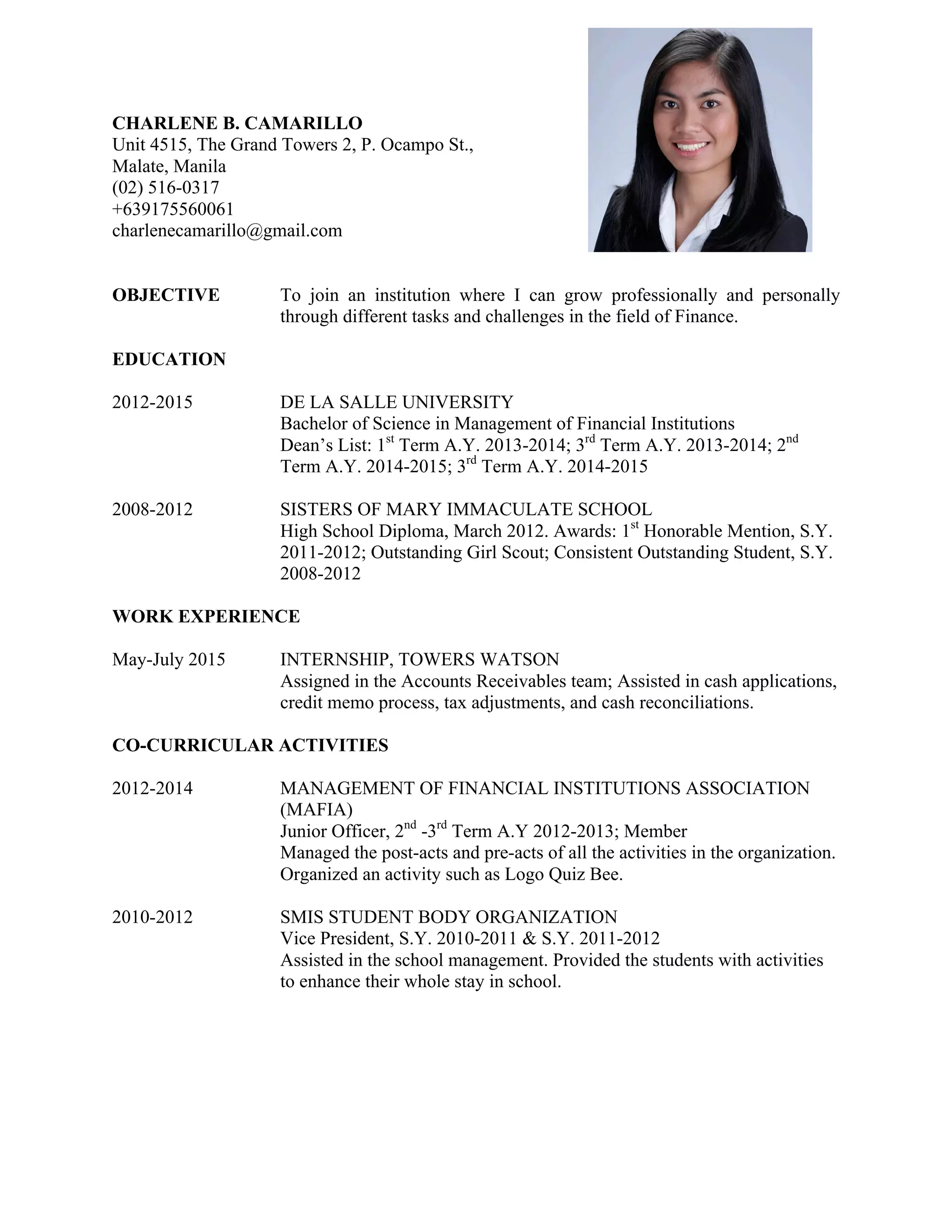 Camarillo, Charlene B - Resume (12.07.15) | PDF